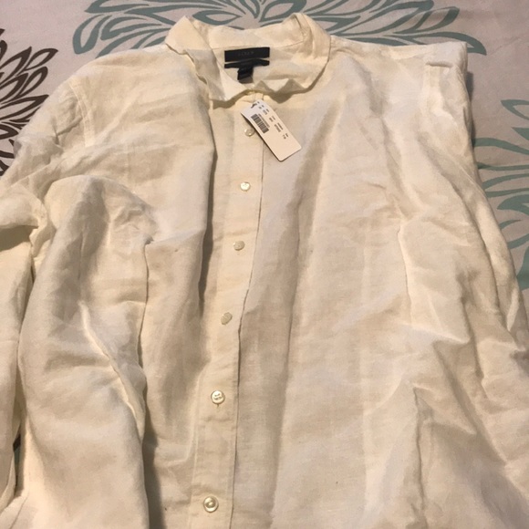 J. Crew | Tops | White J Crew Linen Womens Shirt | Poshmark